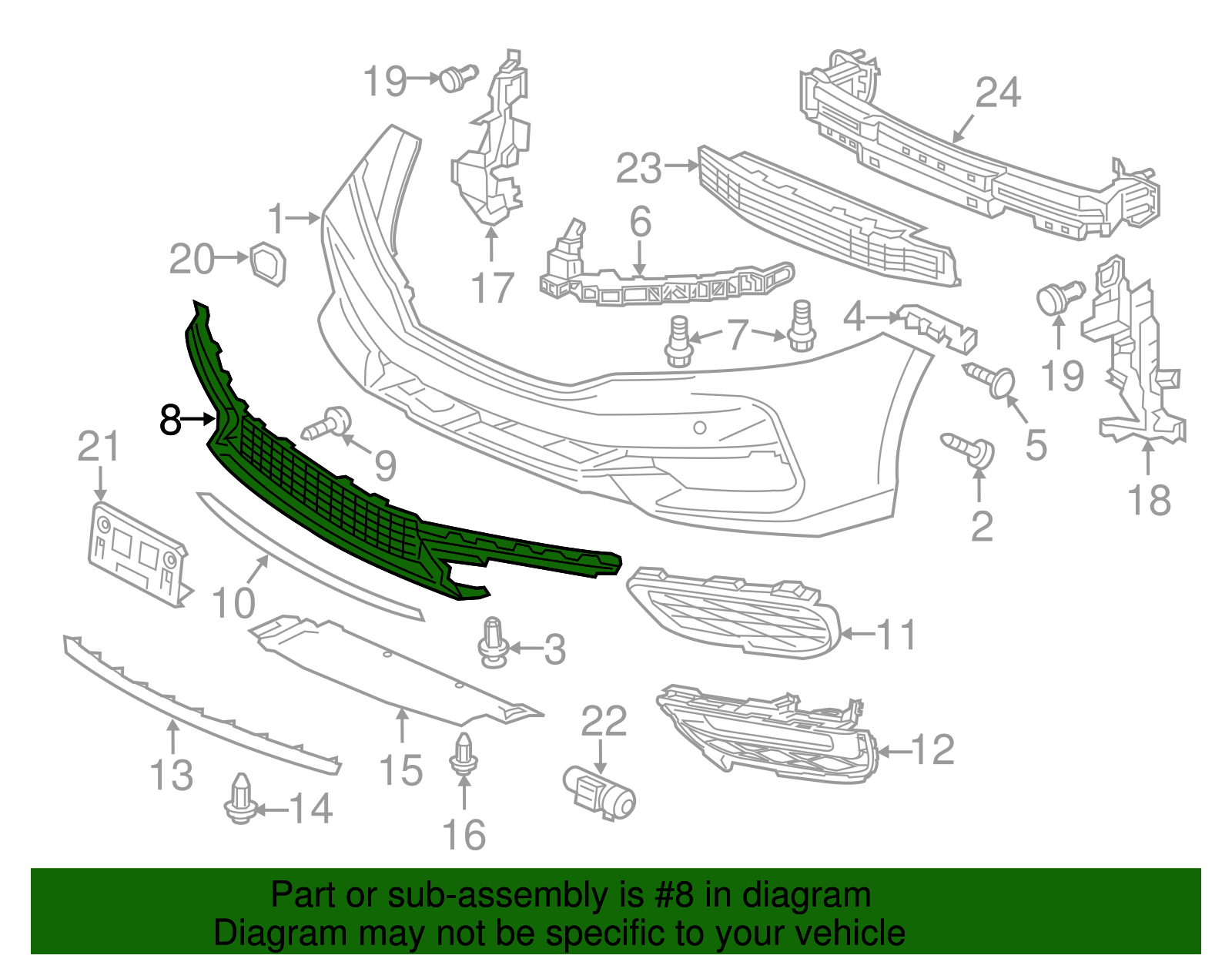 71103-T3L-A61 - 2016-2017 Honda Accord - Grille Front Bumper (Lower ...