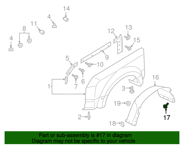 Ford -W711035-S300 - Fender Liner Retainer Clip - 2011-2020 Ford | OEM ...