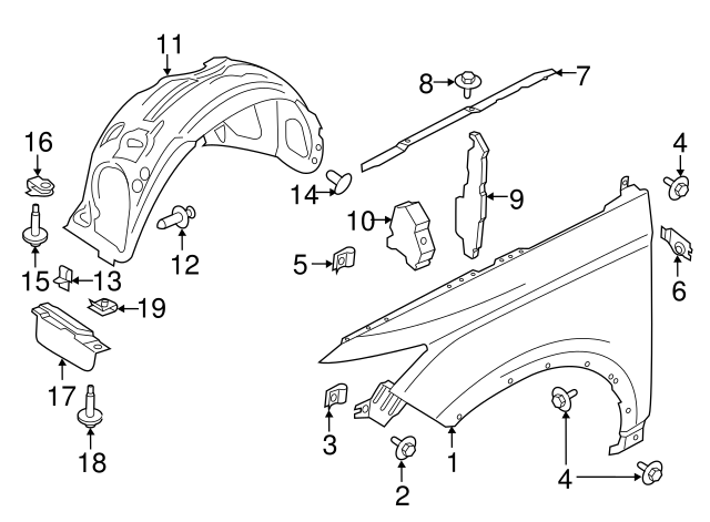 Ford -W705681-S300 - Wheelhouse Cover Clip - 2005-2020 Ford | OEM Ford Part