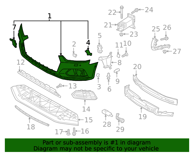 2018-2019 Audi Bumper Cover 8W6-807-065-F-GRU | OEM Parts Online