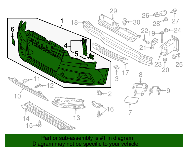Audi OEM Bumper Cover Part# 8T0-807-065-E-GRU | OEM Vehicle Parts