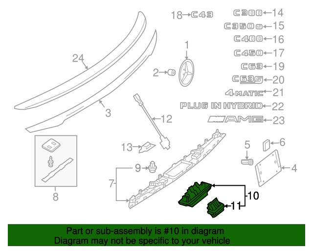 222-750-08-93-64 - Deck Lid Handle 2014-2020 Mercedes-Benz ...