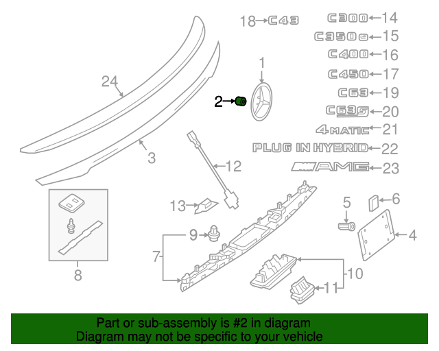 2014-2023 Mercedes-Benz Emblem Grommet 002-998-17-01 | MB OEM Parts
