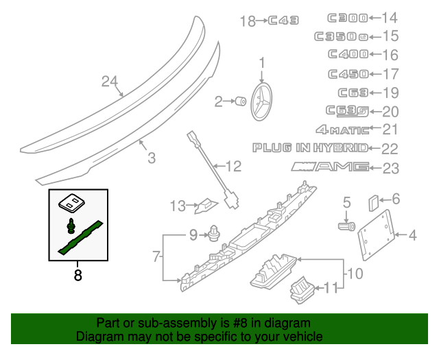 204-743-00-93 - Handle Molding Mount Kit 2012-2023 Mercedes-Benz ...