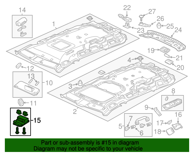 83250-TK8-A11ZA - Console Assembly, Roof *NH556L* (Grayge) - 2011-2017 ...