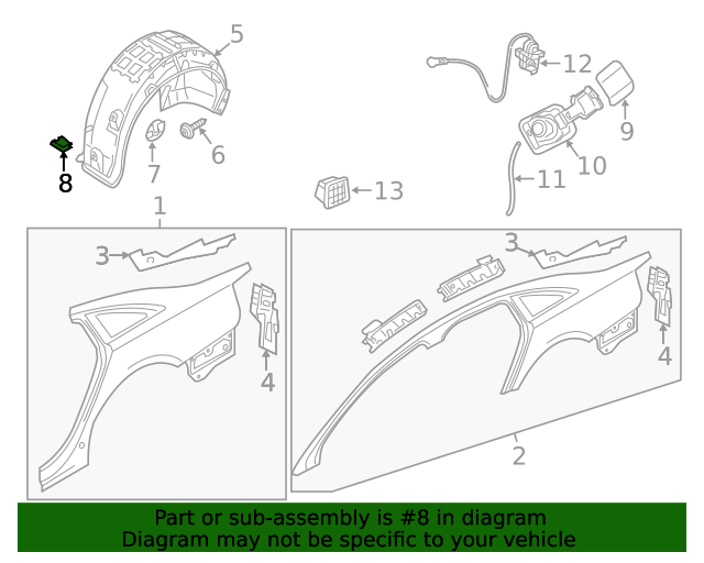 2006-2024 Audi Wheelhouse Liner U-Nut N-909-591-01 | Audi USA Parts