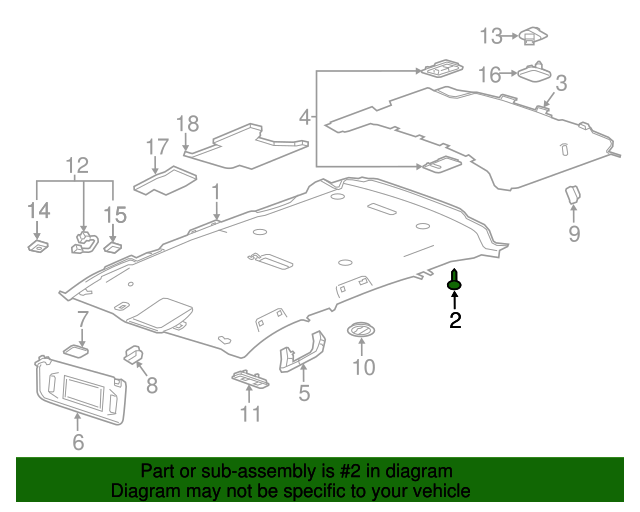 2015-2020 GM Headlining Trim Panel Retainer 11547171 GM | GMPartsDirect.com