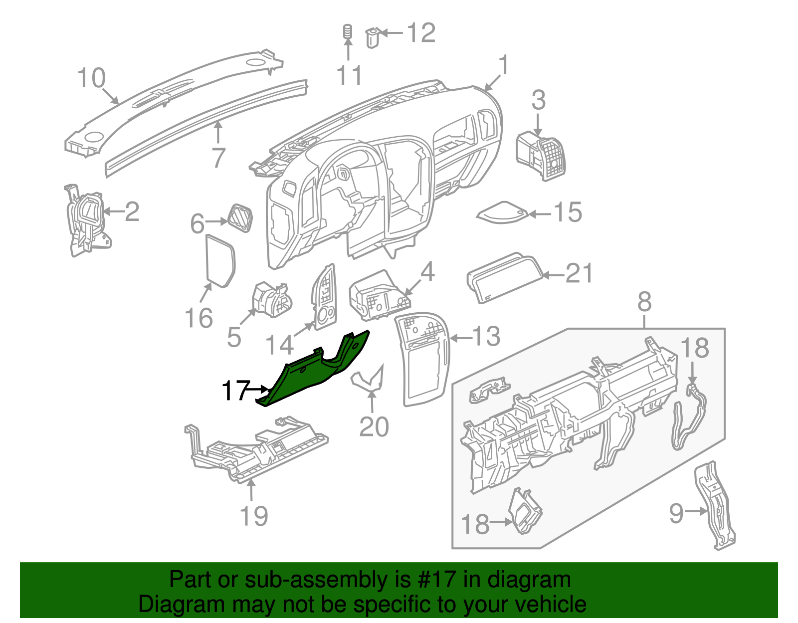 Genuine Instrument Panel Bolster for 2005-2009 Saab 9-7x | Part ...