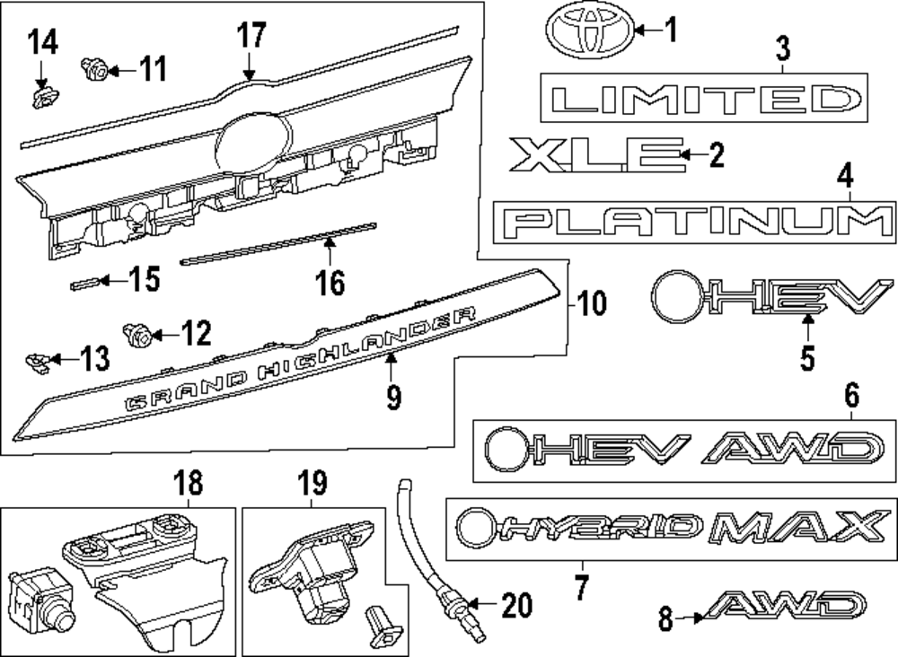 2024-2025 Toyota Grand Highlander Nameplate 75445-0E240 | Toyota San ...