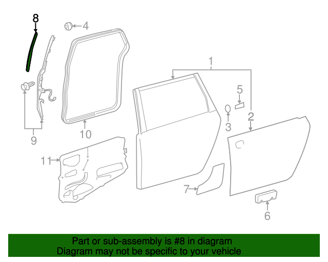 2011-2020 Toyota Sienna Weatherstrip 67865-08010 | OEM Parts Online