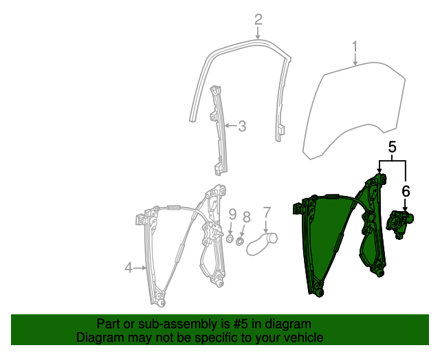 2014-2020 GM Front Driver Side Door Window Regulator 84621036 | GM ...