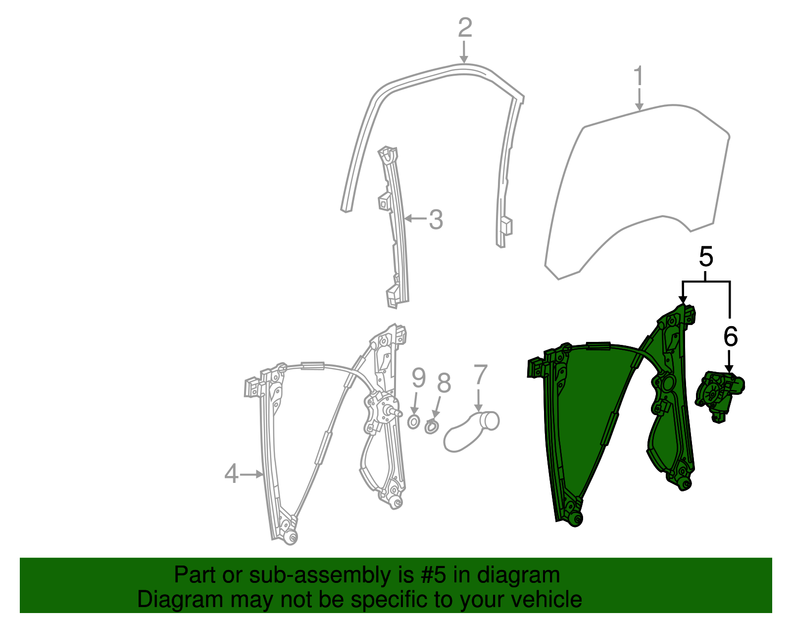 2014-2019 GM Front Passenger Side Door Window Regulator 84621038 GM ...
