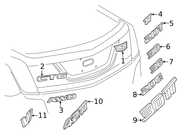 2016-2024 Cadillac Emblem 84604285 GM | GMPartsDirect.com