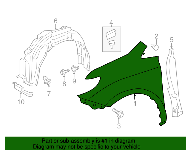2011-2017 Toyota Sienna Fender 53812-08030 | Toyota Parts Center