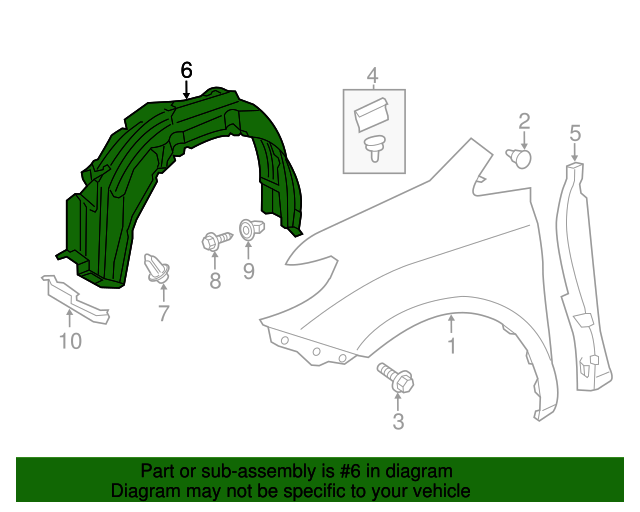 53805-08050 - Fender Liner - 2018-2020 Toyota Sienna | OEM Genuine Parts