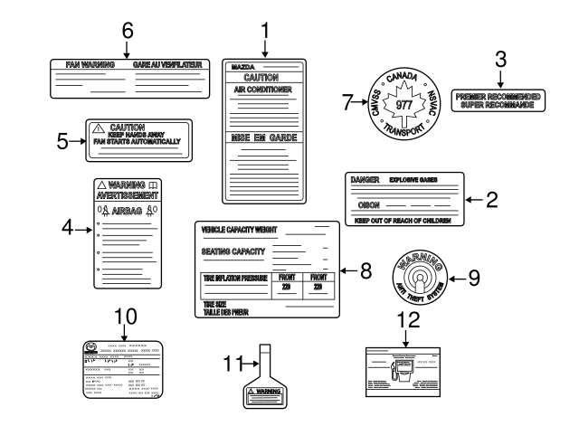 2004-2015 Mazda Air Bag Label FE01-57-K92A | RealMazdaParts.com