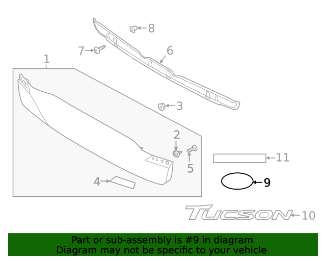 2016-2021 Hyundai Tucson Hatch Emblem 86300-D3100 | HyundaiOEMPart.com