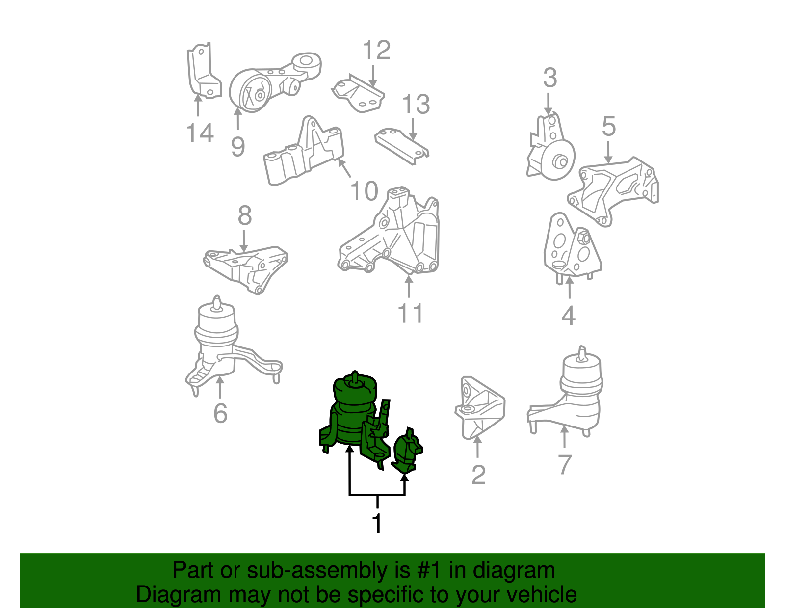 Genuine Toyota Engine Mount (Front) part# 12360-0P110 for 2011-2016 ...