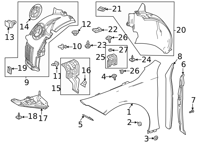 2019-2023 Mercedes-Benz Fender Rear Bracket 177-880-22-00 | MB OEM Parts