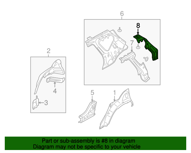 2009-2014 Nissan Murano Quarter Panel Reinforcement 77645-1AA0B ...