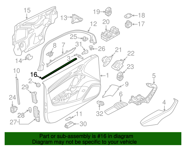 8V4-837-479 - Belt Weather-Strip 2016-2018 Audi A3 Sportback e-tron ...
