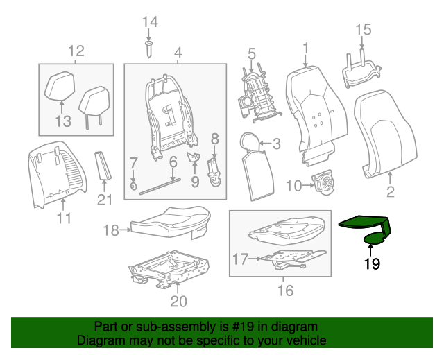 2009-2014 Cadillac CTS Seat Cushion Pad 22739288 | GMPartsDirect.com