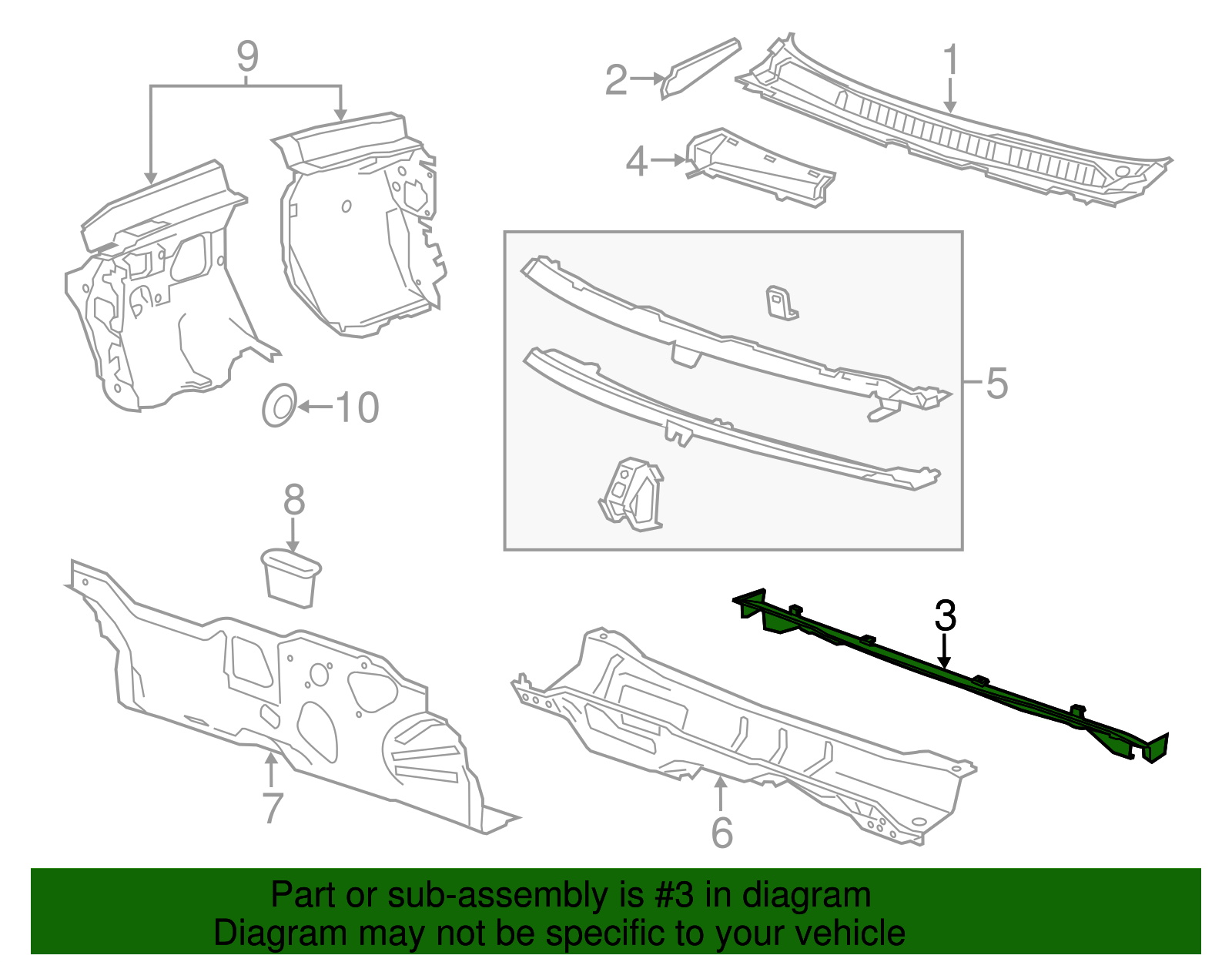 22980593 - Plenum Water Deflector Support 2013-2019 Cadillac XTS ...