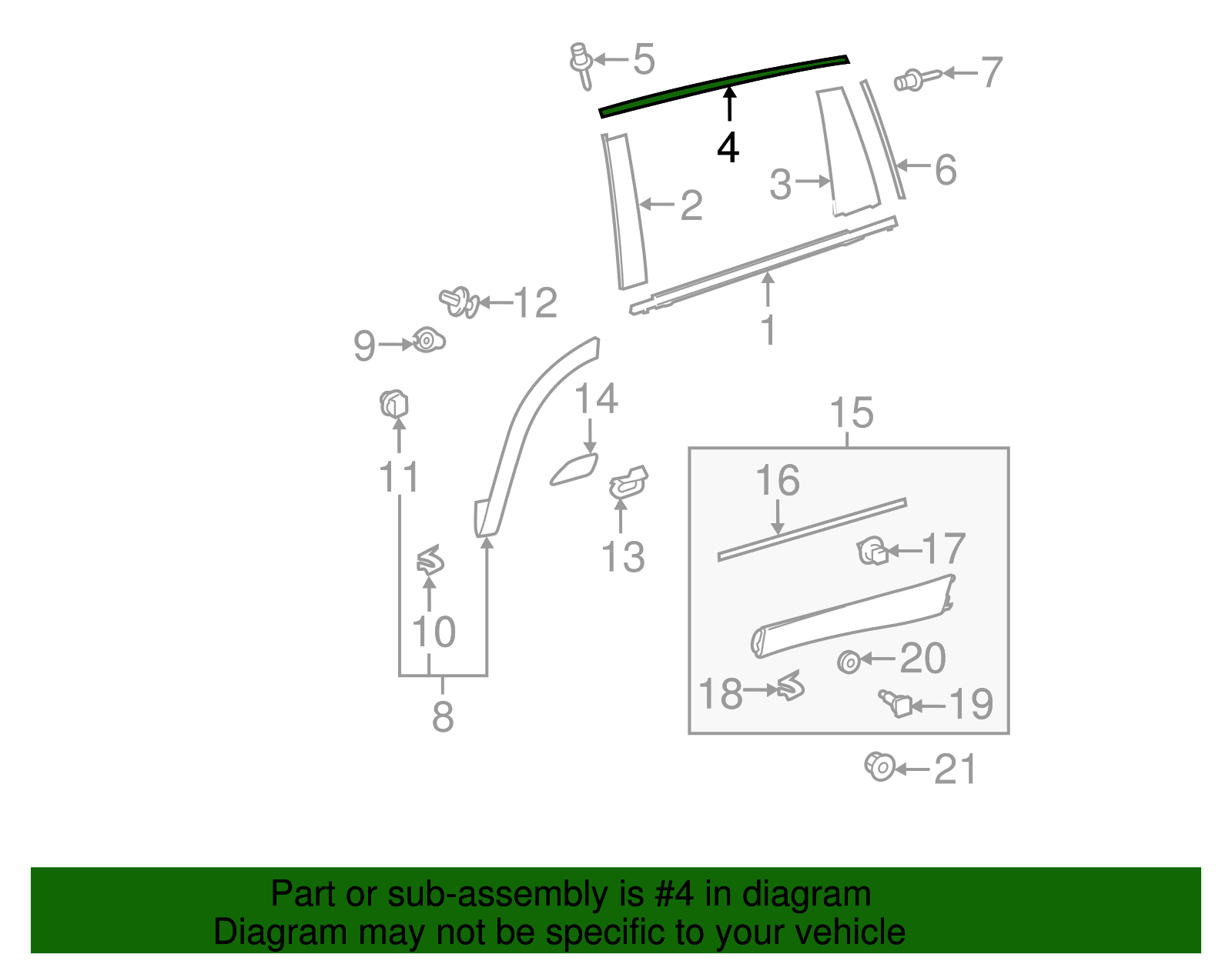 75763-0E020 - Frame Molding - 2014-2019 Toyota Highlander | Nucar ...