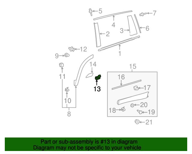 2014-2019 Toyota Highlander Lower Molding Retainer 75393-0E010 | Sparks ...