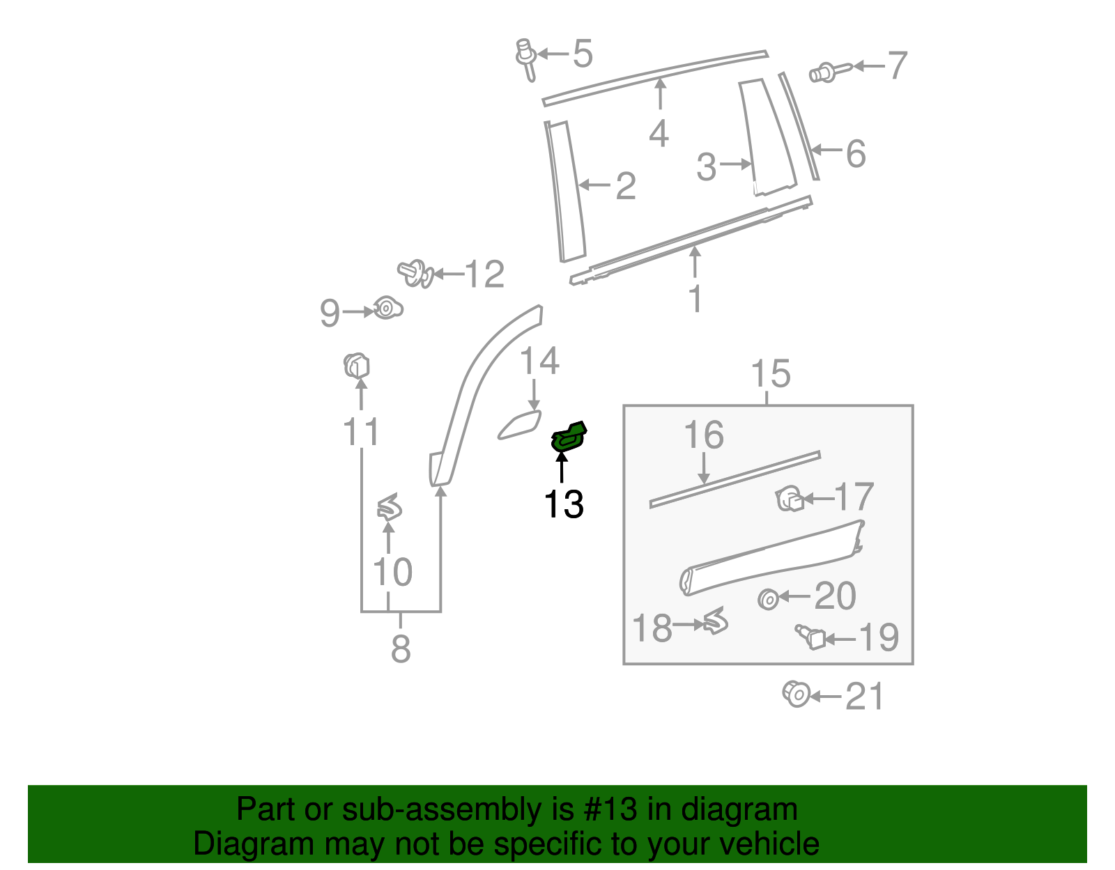 75393-0E010 - 2014-2019 Toyota Highlander - Lower Molding Retainer ...