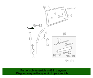 2014-2019 Toyota Highlander Lower Molding Fastener 75392-0E010 | Toyota ...