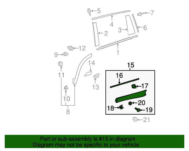 2014-2019 Toyota Highlander Lower Molding 75077-0E010 | OEM Parts Online