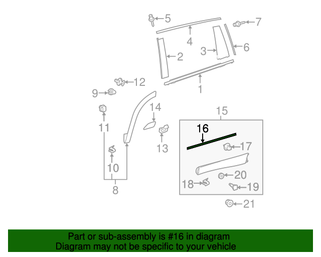 2014-2019 Toyota Highlander Rocker Molding Pad 75797-0E030 | Toyota ...