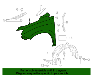 53811-0E070 - Fender Assembly For 2010-2015 Lexus RX350 | Lexus OE Parts