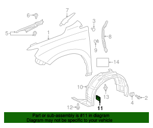 2010-2015 Lexus Fender Liner Pad 53851-0E030 | OEM Parts Online