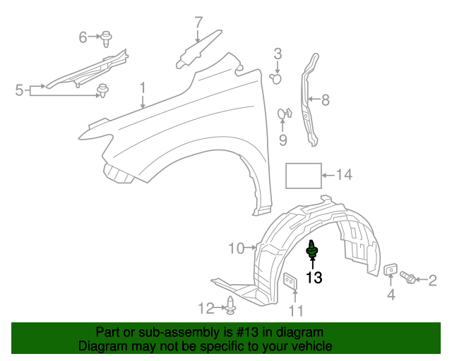 53888-48010 - Fender Liner Retainer Clip 2004-2015 Lexus | Lexus of ...