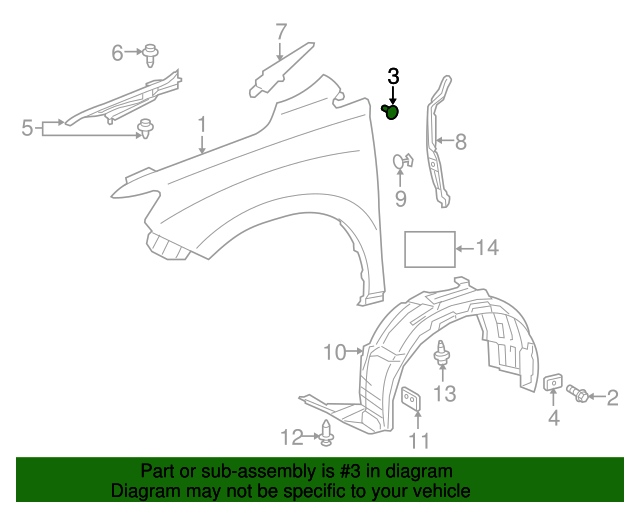 2010-2015 Lexus Fender Assembly Extension 53813-48011 | SSL Parts