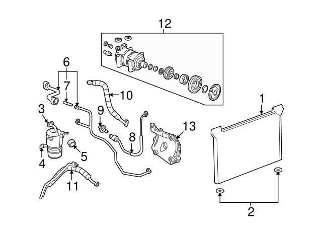 2007-2014 GM Auxiliary Air Conditioning Evaporator and Heater Hose ...