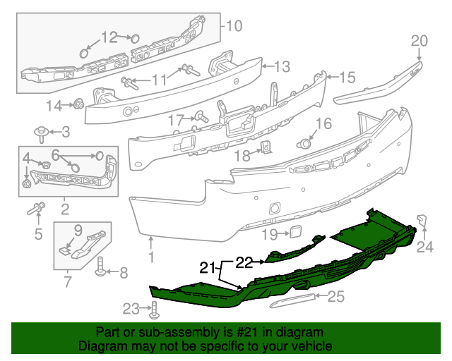 2013-2018 Cadillac ATS Rear Lower Bumper Cover 22840476 GM ...