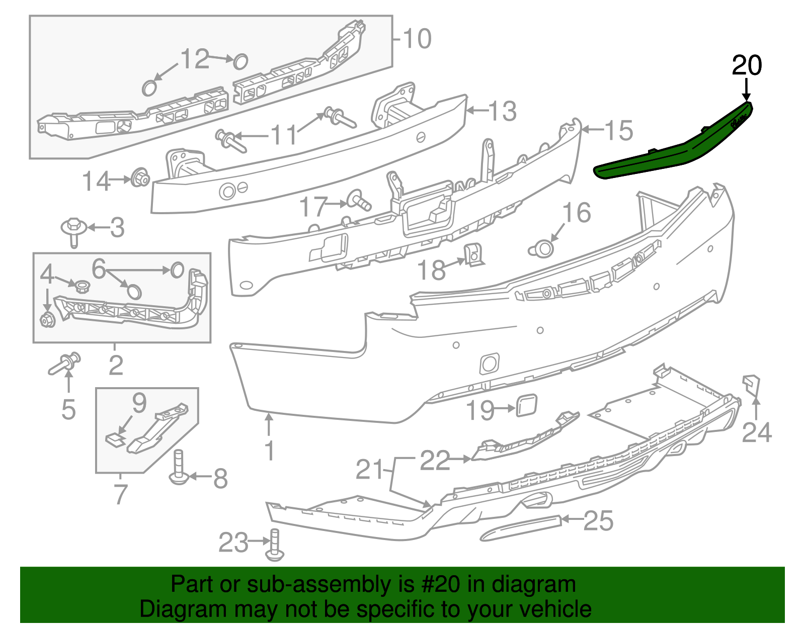 2013-2018 Cadillac ATS Galvano Silver Rear Bumper Fascia Molding ...