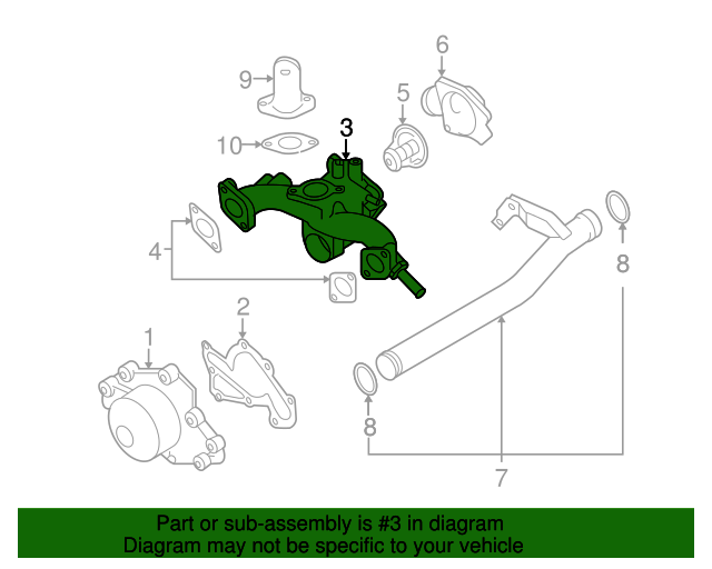 2001-2009 Hyundai Thermostat Housing 25620-37351 | QuirkParts