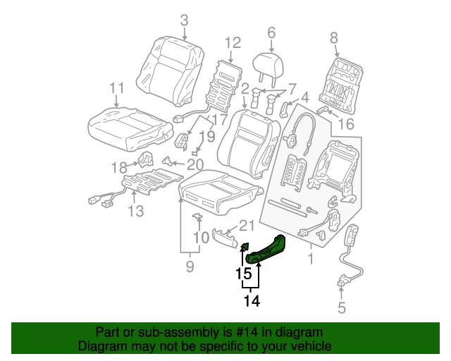 81638-SDA-A41ZA - Cover L Reclining *NH167L* (Power Height) (Graphite ...
