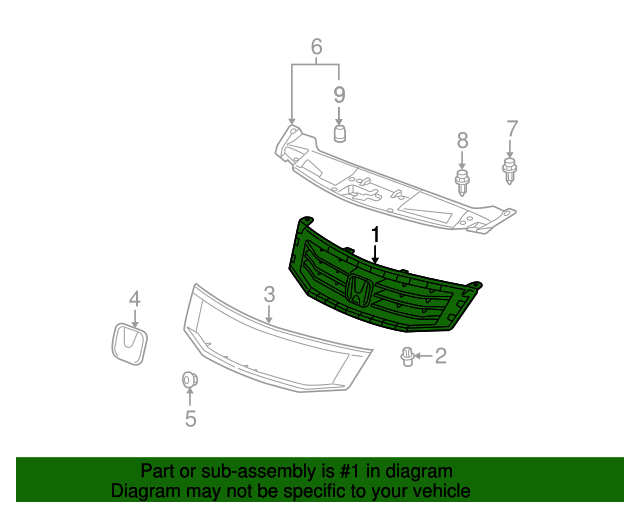 2008-2010 Honda Accord Genuine 2008-10 Honda Accord 4 Door Front Grille ...