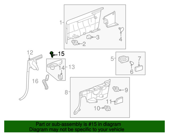90080-16102 - Interior Quarter Panel Cup Holder Bolt - 2000-2008 Toyota ...