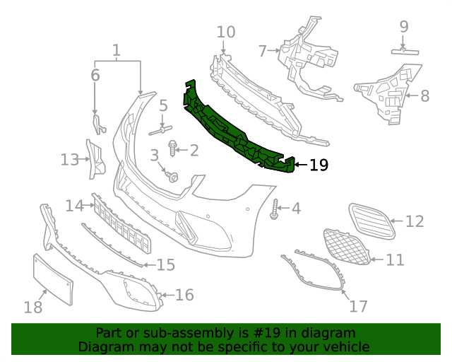 222-880-18-01 - Bumper Impact Absorber 2018-2020 Mercedes-Benz ...