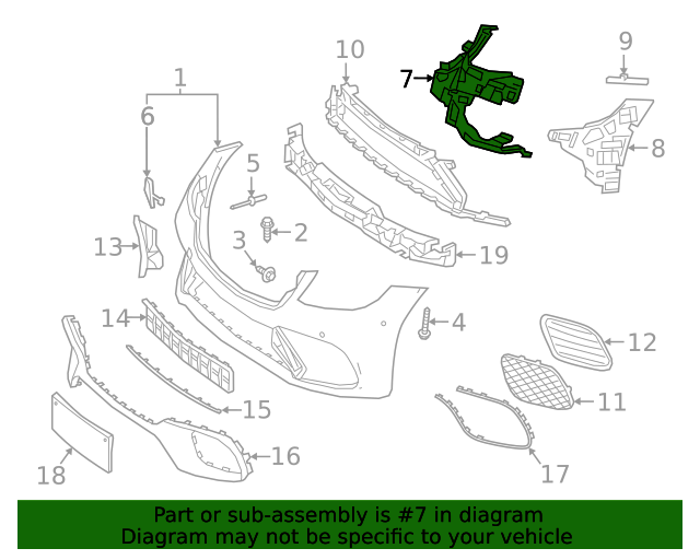 222-885-87-00 - Bumper Cover Support Rail 2018-2020 Mercedes-Benz ...