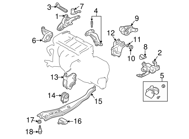 1999-2001 Mazda Protege Engine Cross-Member Damper B25D-39-970A ...