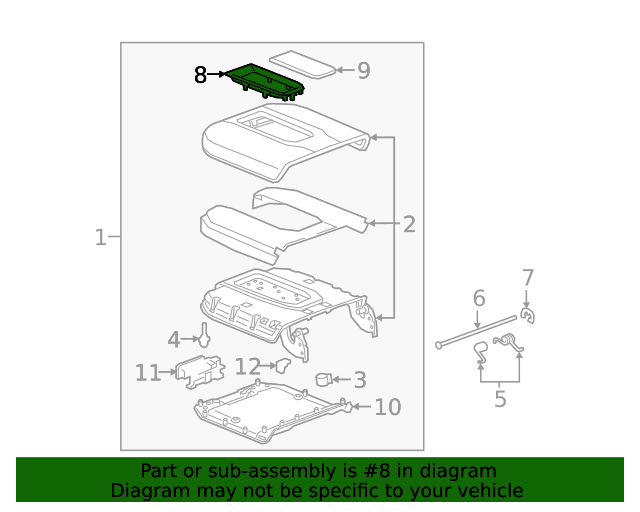 2019-2023 GM Black Front Floor Console Armrest Stowage Tray 84164813 GM ...