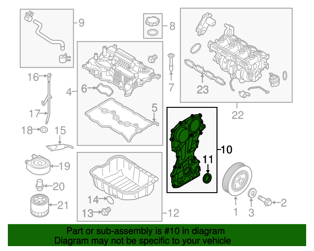 Genuine Timing Cover for 2015-2023 Hyundai | Part# 21350-2GGA0 ...