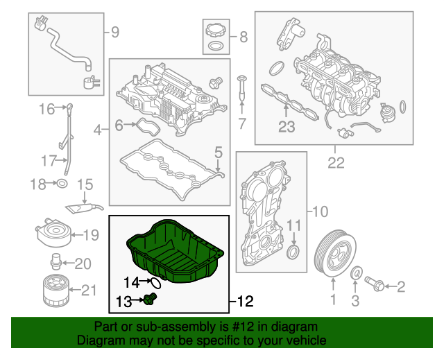 21510-2G500 - Engine Oil Pan 2006-2021 Hyundai | AutoNationParts.com